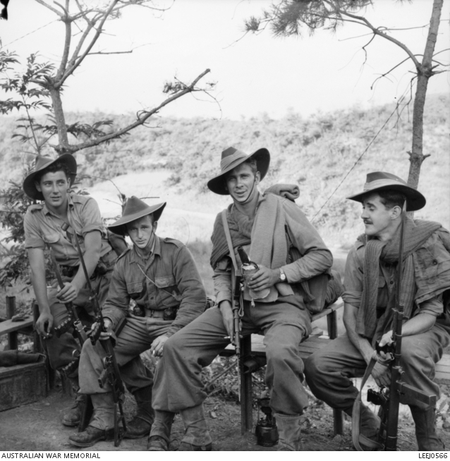 Informal portrait of four unidentified soldiers, probably members of ...