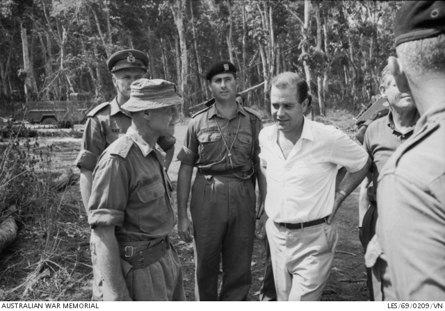 Nui Dat, South Vietnam. 1969-04. The Minister for the Army, Phillip ...