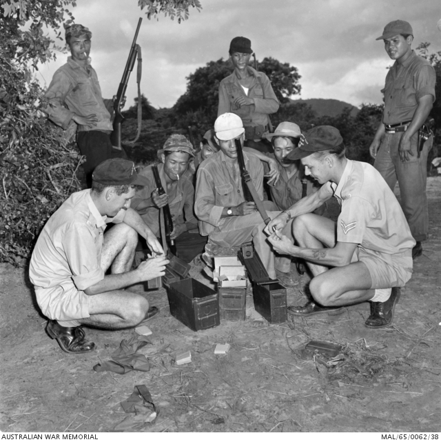 Vietnamese ‘irregular’ soldiers watch RAAF men as they reload rifle ...