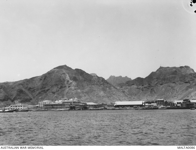 View of the port of Aden from the deck of the SS Asturias. This was the ...
