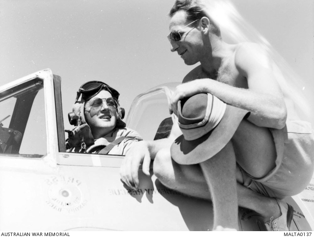 Seated in a new Vampire Nine aircraft, Pilot Officer (PO) Keith Meggs ...