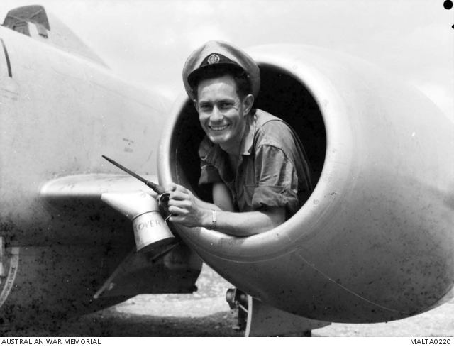 Leading Aircraftman Neville Morris of Cessnock, NSW, a maintenance crew ...