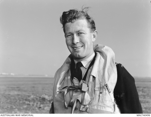 Portrait of Squadron Leader John 'Bay' Adams DFC, AFC of Malvern, Vic ...