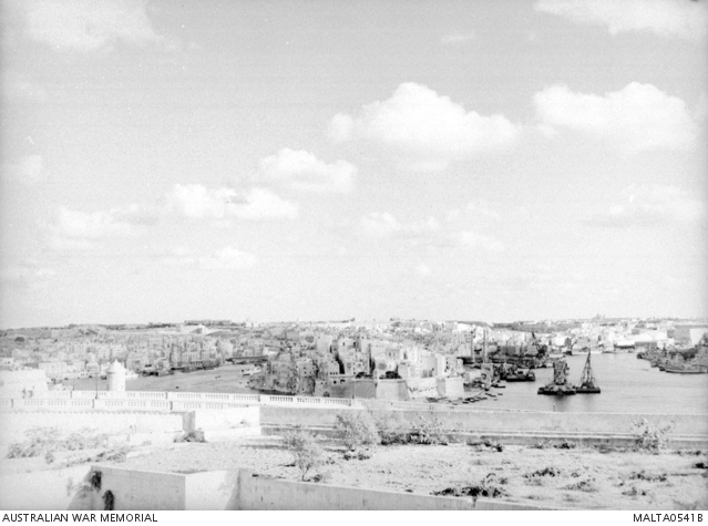 View of Grand Harbour, Malta. In the centre is Fort St Angelo, which ...