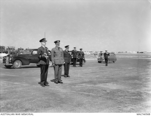 Scene on the RAAF airfield in Malta during the visit of Air Officer ...