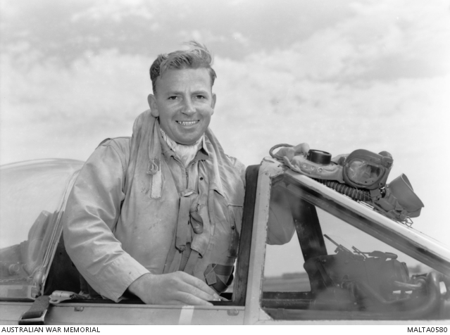 Portrait of Pilot Officer Vic Oborn DFM of Mont Albert, Vic who ...
