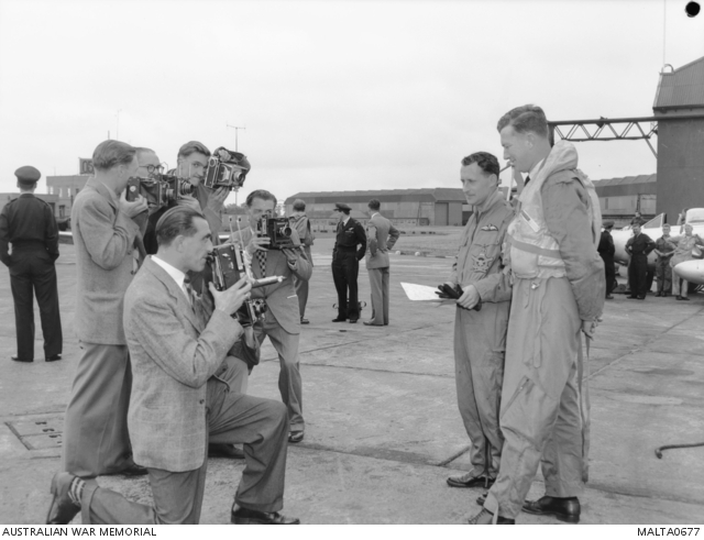 English press photographers capture senior RAAF pilots Group Captain ...