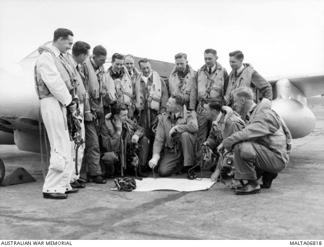 Pilots from 78 Fighter Wing RAAF on the tarmac at the RAF base in ...