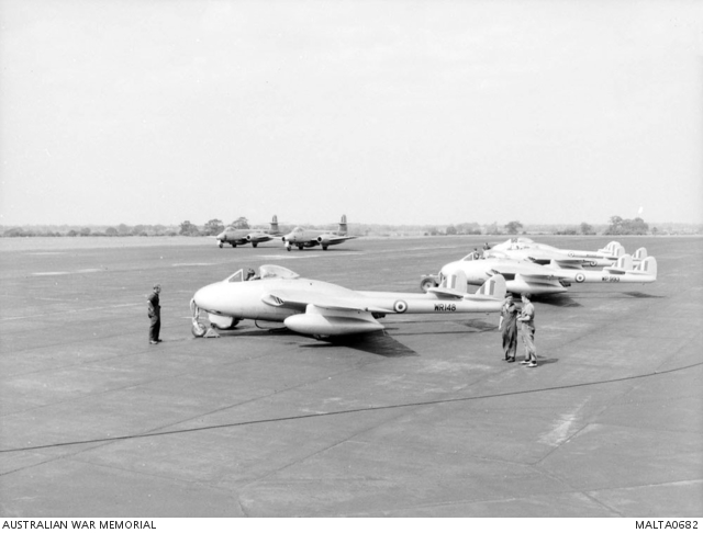 Vampire aircraft of 78 Fighter Wing RAAF wait to 'scramble' (get ...