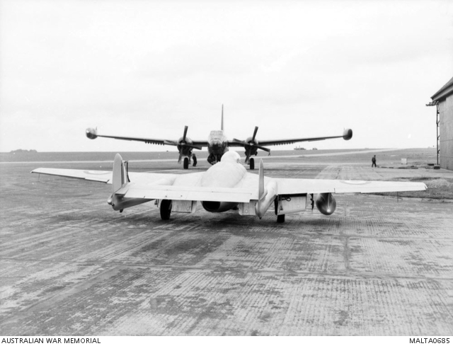 A Vampire fighter aircraft from 78 Fighter Wing RAAF taxis out for ...