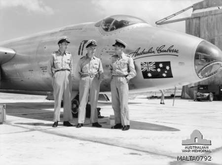 The crew of the second Canberra aircraft from the RAAF team ...