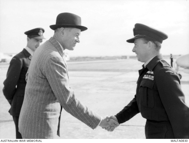 The Governor of Malta, Sir Gerald Creasy, shakes hands with Flying ...