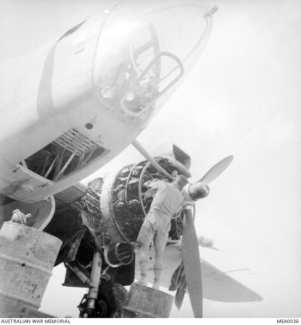 Western Desert. c. 1942. A maintenance fitter of No. 454 (Baltimore ...