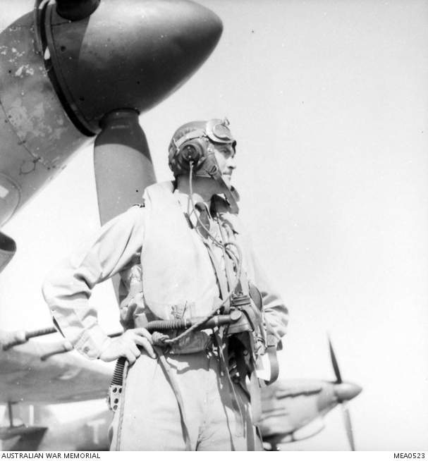 Egypt. c. 1943. Informal portrait of 39470 Squadron Leader J. Paine ...