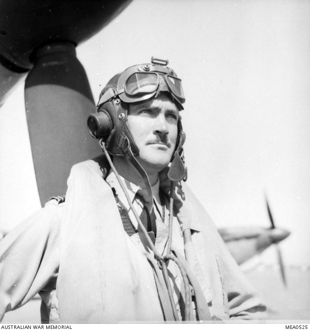 Egypt. c. 1943. Informal portrait of 39470 Squadron Leader J. Paine ...