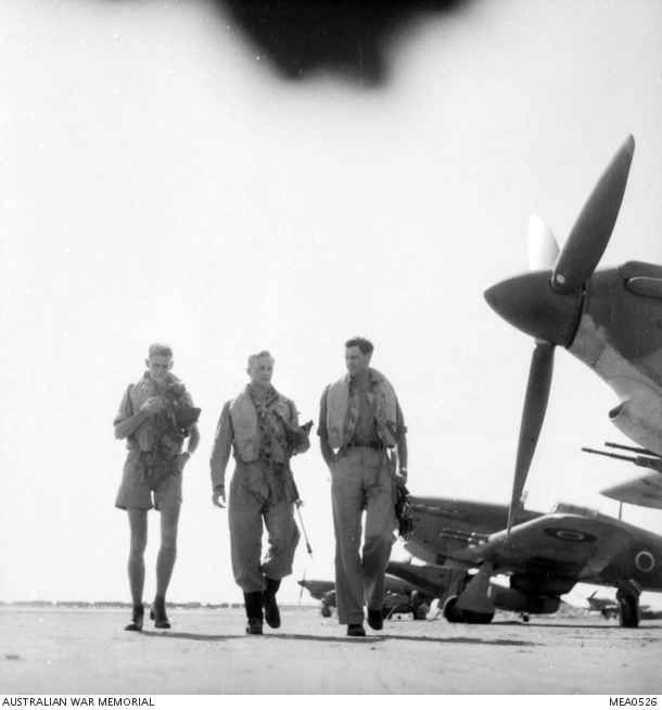 Egypt. c. 1943. Three pilots of No. 451 (Hurricane) Squadron RAAF ...