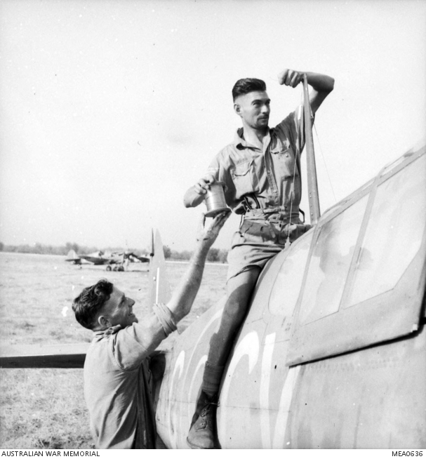 Grottaglie, Italy. 1943. Flight Sergeant Ray O'Dea of Sydney, NSW, and ...