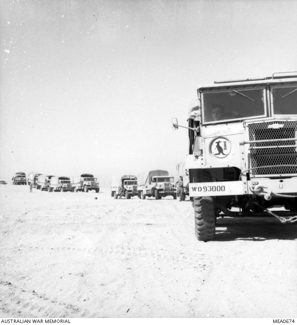 Western Desert. 1943. A convoy of trucks for a Supply and Transport ...
