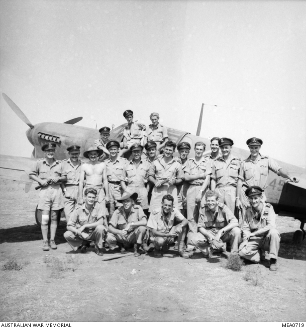 Group portrait of some of the first RAAF pilots to operate from an ...