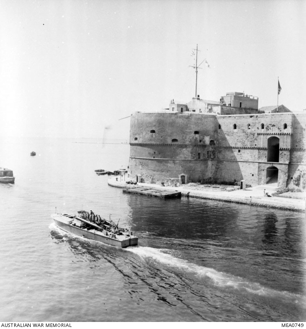 Taranto, Italy. 1943. An old fort at the entrance to Taranto Harbour ...