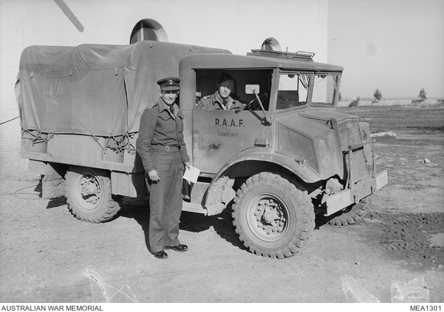 Italy. c. 1943. Padre J. F. (Fred) McKay of Qld, one of the RAAF padres ...