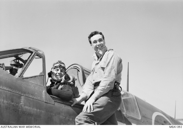 Italy. c. 1944. Flying Officer Colin Johnston, pilot, Desert Harassers ...