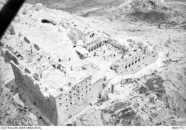 Cassino, Italy. c. 1944. View of the Cassino Monastery as seen from the ...