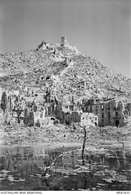 Cassino, Italy. c. 1944. The battered Italian town of Cassino as it ...