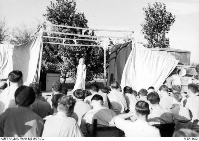 Italy. c. May 1944. Miss Mavis White, a member of the Entertainments ...