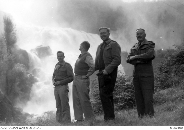 Terni Falls, Italy. c. 1944. RAAF members view the beautiful Terni ...