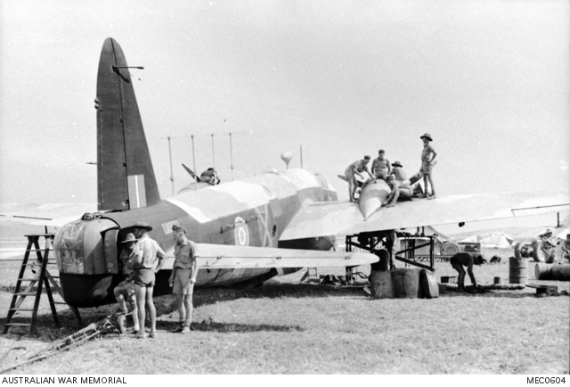 Bizerte, Tunisia. c. 1943. Fitters working on a Vickers Wellington ...