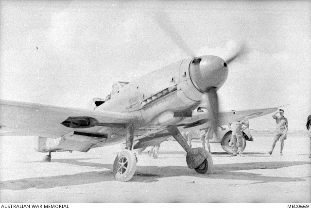Gambut, Cyrenaica, Libya. c. 1943. A Messerschmitt Bf109 aircraft flown ...