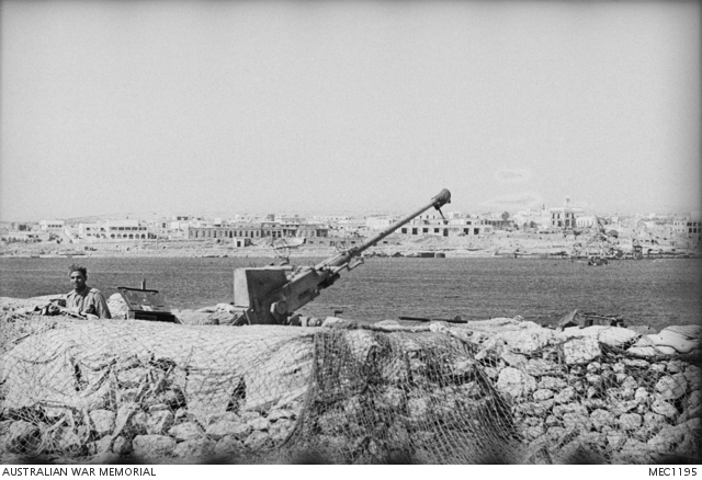 Tobruk, Cyrenaica, Libya. c. 1943. A view of the town of Tobruk looking ...
