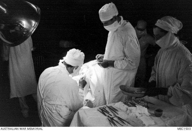 Cairo, Egypt. c. 1944. Scene in the operating theatre at No. 5 Hospital RAF in Cairo when ...
