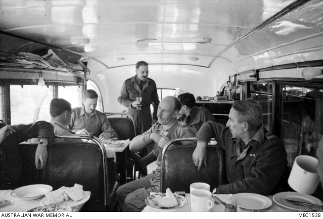 Italy. c. 1944. Lunch is served in the Officer's Mess of an Air Stores ...