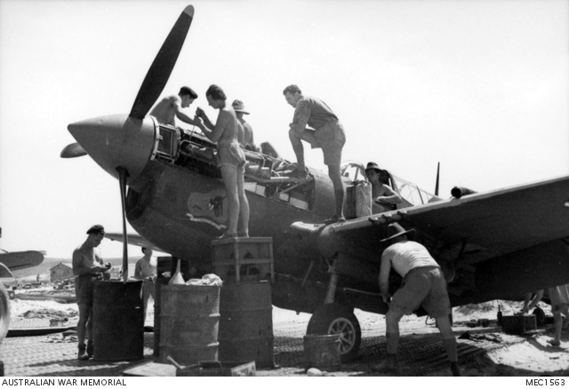 Italy. c. 1944. Fitters of No. 3 Squadron RAAF, which is operating from ...