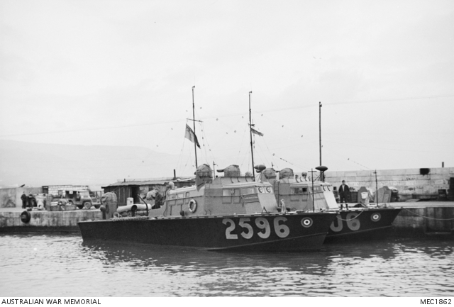 Italy. c. January 1945. One of the RAF high speed rescue launches tied ...