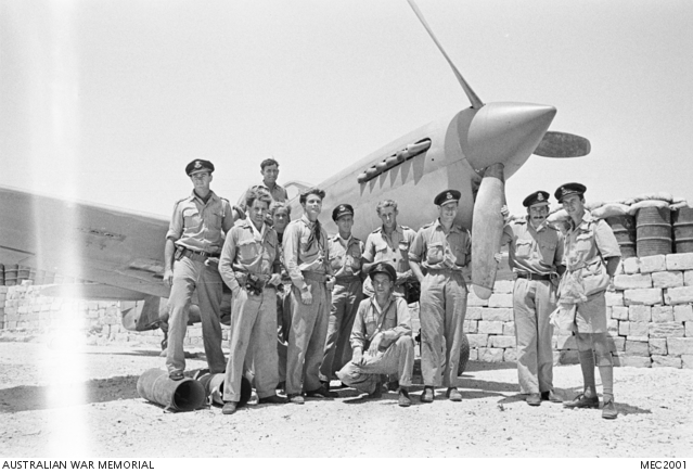 Malta. c. July 1943. Group portrait of members of No. 3 Squadron RAAF ...