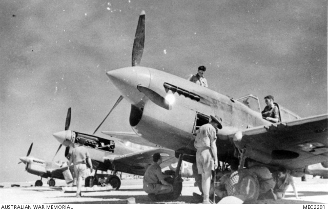 Malta. c. July 1943. Ground crew members of No. 3 Squadron RAAF giving ...