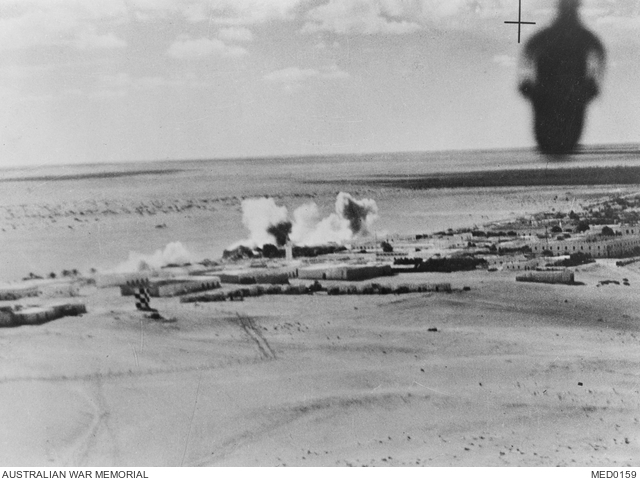 RAF bomber aircraft making a low level attack on Sirte airfield. Direct ...
