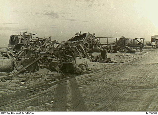 Western Desert, Egypt. 15 November 1942. Tangled chassis of aircraft at ...