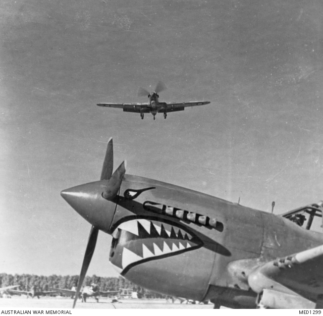 The 'Shark' squadron of Kittyhawk aircraft, renowned for its exploits ...