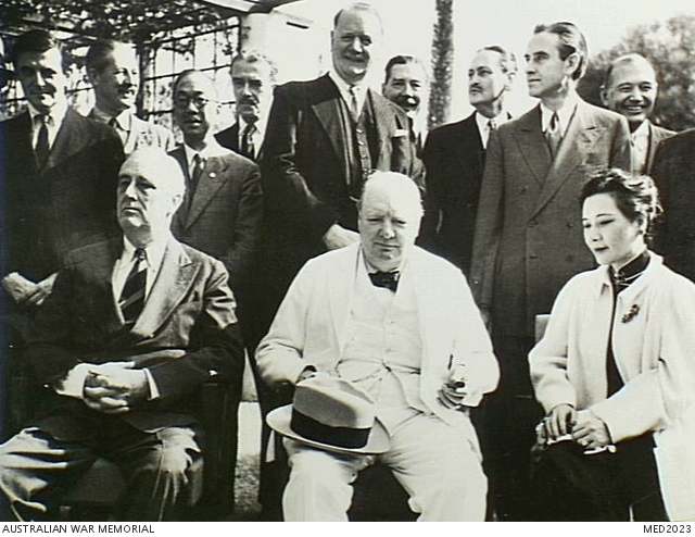 Cairo, Egypt. c. 22 November 1943. Group portrait taken in the outdoors ...