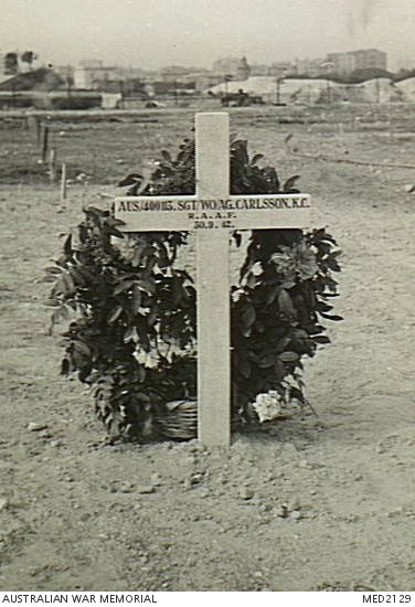 Alexandria, Egypt. September 1942. A cross and wreath mark the grave in ...