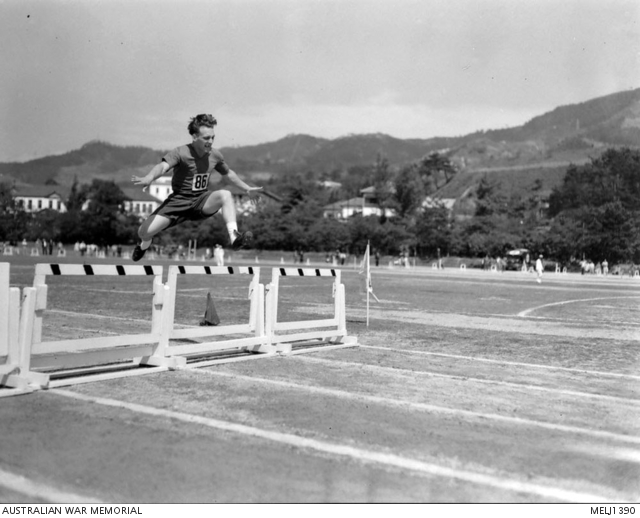 At the last hurdle in the 200 metres low hurdles championship during ...