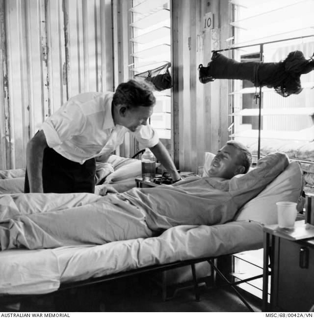 Vung Tau, South Vietnam. 1968-06. The Prime Minister John Gorton talks ...