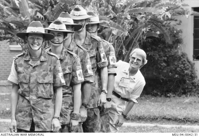 Group portrait of medics serving with the Australian Medical Support ...