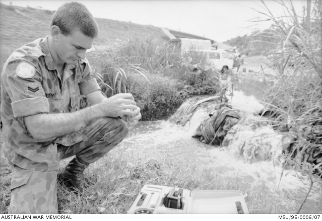 Environmental Health Technician, Corporal Dave Bickley, a member of 4th ...