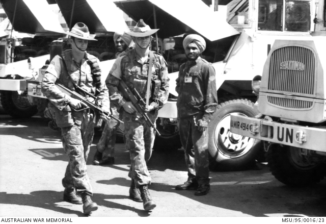 Patrolling the barracks enclosing the headquarters and accommodation ...