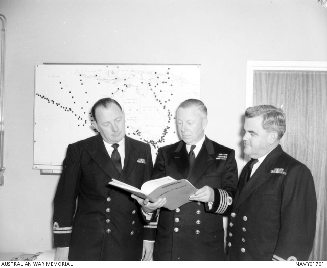 Three Royal Australian Naval Volunteer Reserve (RANVR) officers at Navy ...